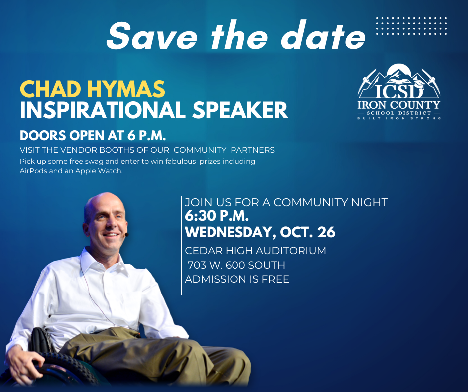 Community Night Features Inspirational Speaker Chad Hymas | Iron County ...